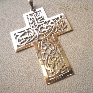 Very Huge Arabic Calligraphy Cross Pendant Sterling Silver 925 Jewelry ...
