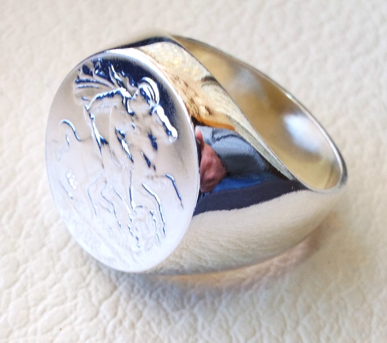 English silver coin heavy man ring round sterling silver 925 | Etsy