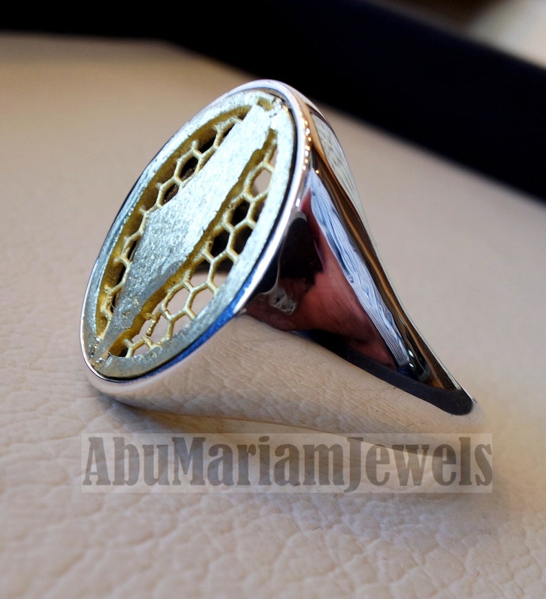 Palestine map man ring sterling silver and bronze Arabic | Etsy