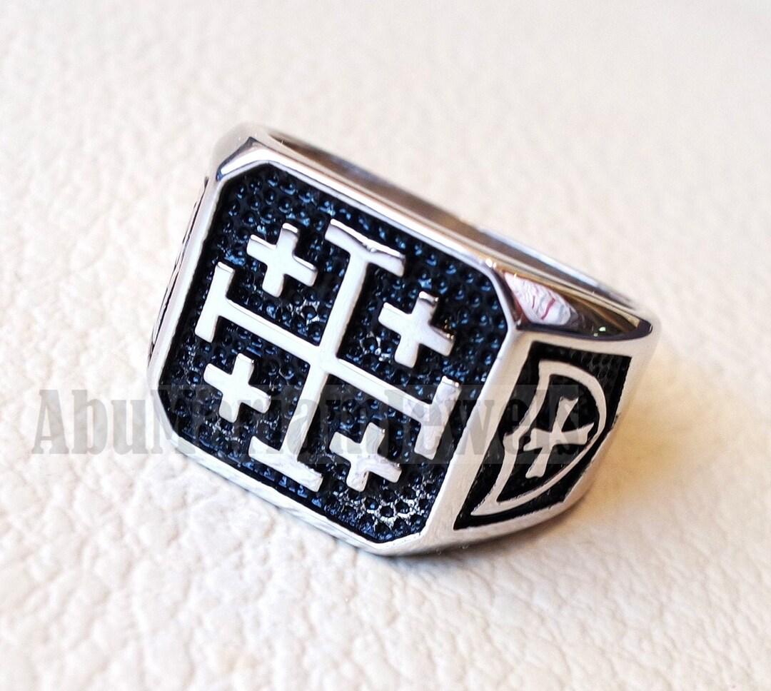 Jerusalem Cross Ring Christ Christian Symbol Sterling Silver 925 Man ...