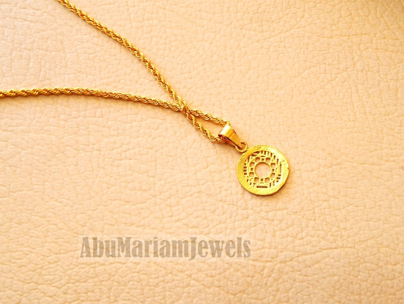 21K Gold Round Pendant With Rope Chain Gold Jewelry 16 and 20 - Etsy
