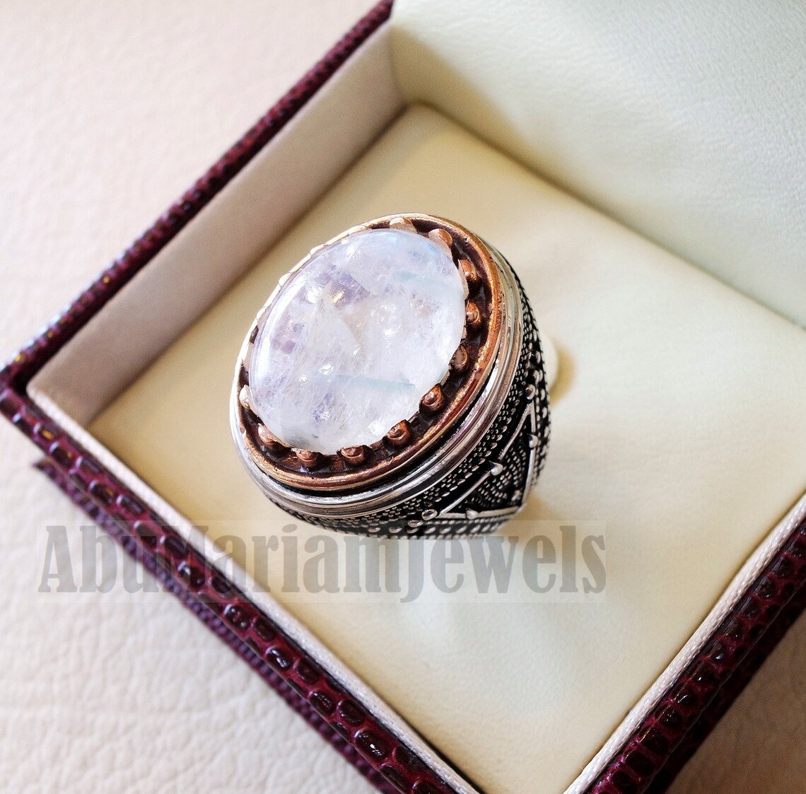 Flashy Moonstone Men Ring Natural Stone Dur Al Najaf Sterling - Etsy