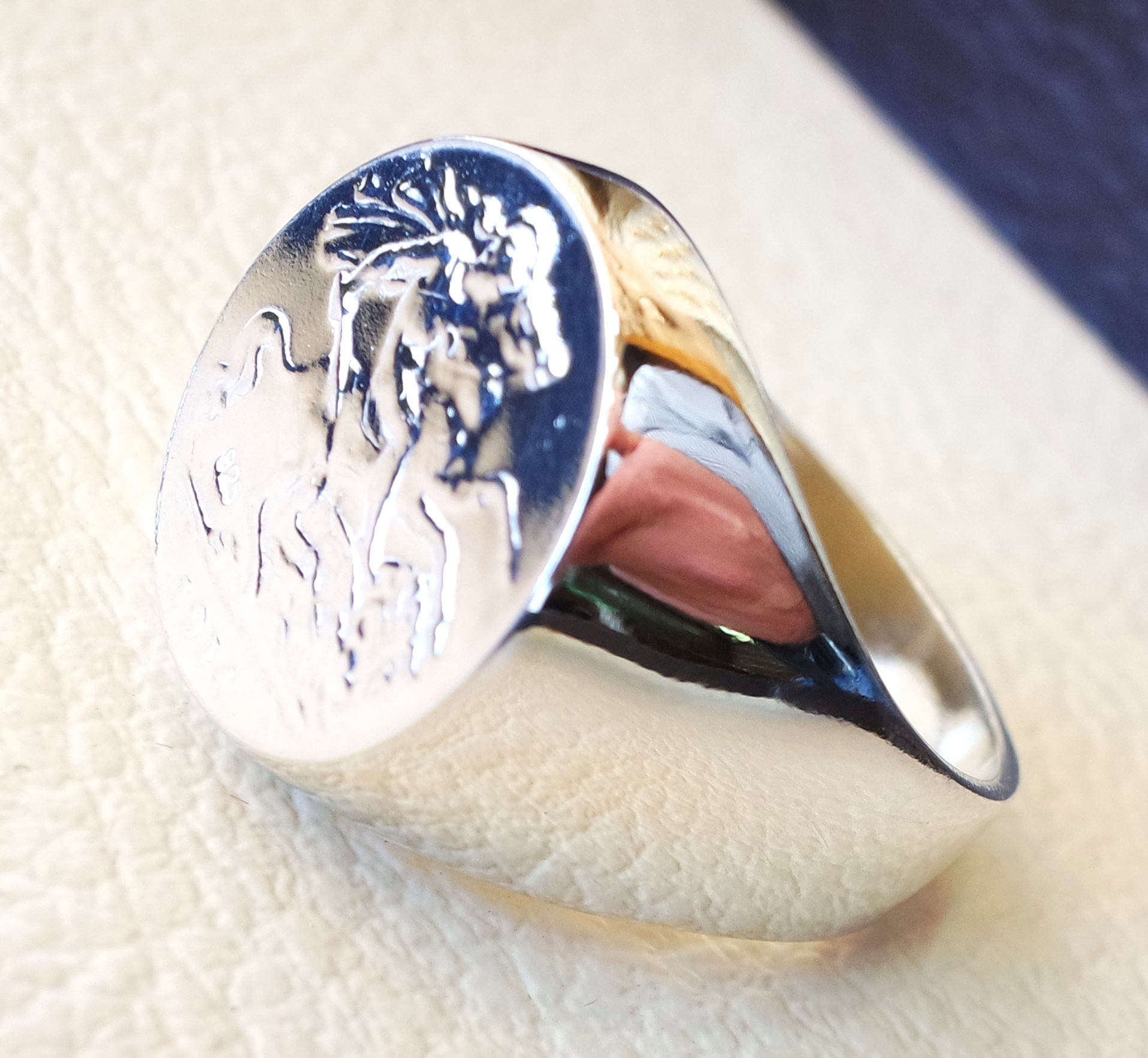 English silver coin heavy man ring round sterling silver 925 | Etsy