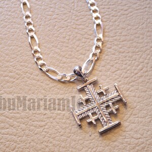 Jerusalem Small Cross Pendant With Heavy Chain Sterling Silver 925 ...