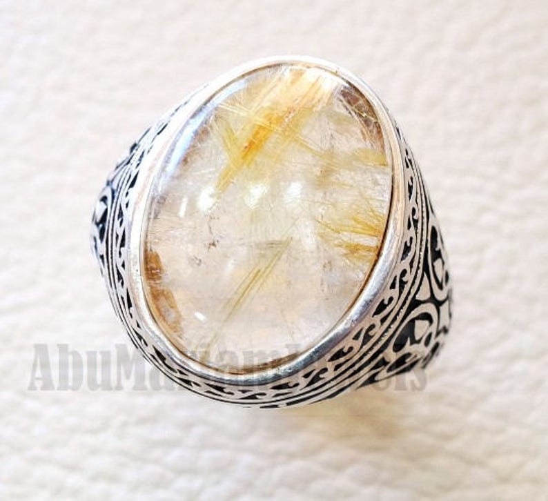 Golden Rutile quartz natural stone semi precious cabochon | Etsy