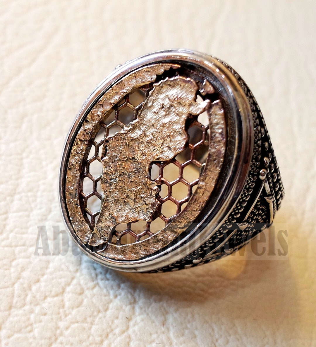 Tunisia , Tunisie , تونس Map Man Ring Sterling Silver and Bronze Arabic ...