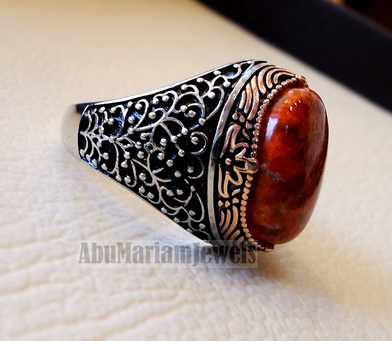 Sponge Coral Murjan Moonga Men Ring Orange Brown Red Natural - Etsy