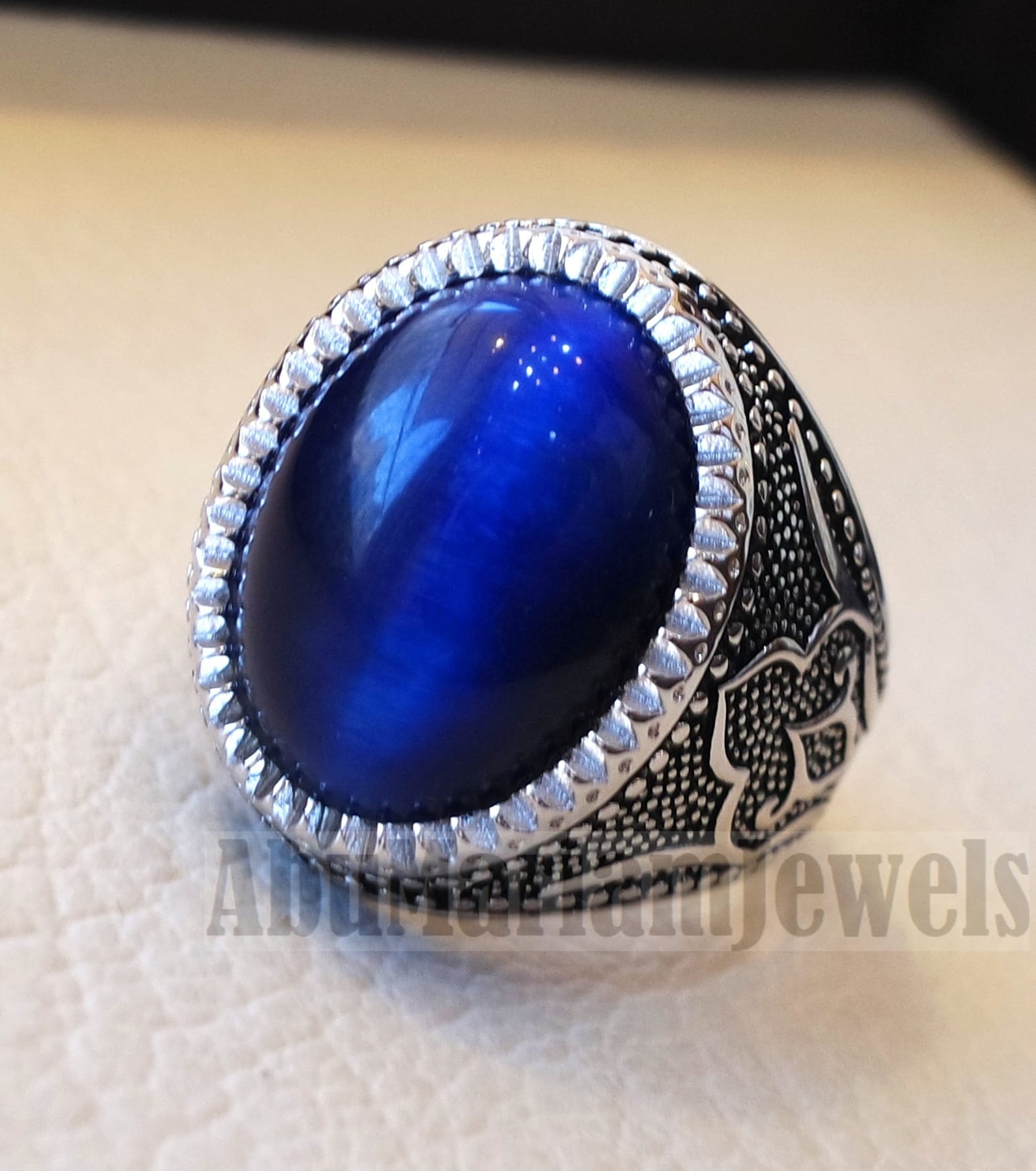 Stunning Tiger Eye Blue Stone Men Ring Sterling Silver 925 - Etsy