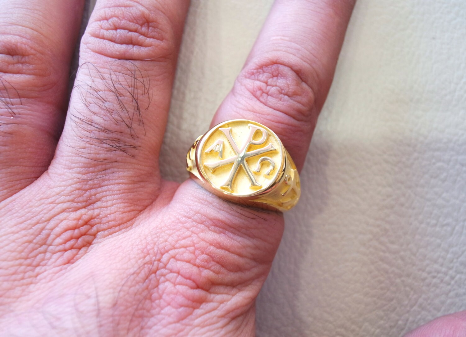 Chi Rho Anchor Cross Christ Christian Symbol 18 K Gold Heavy | Etsy