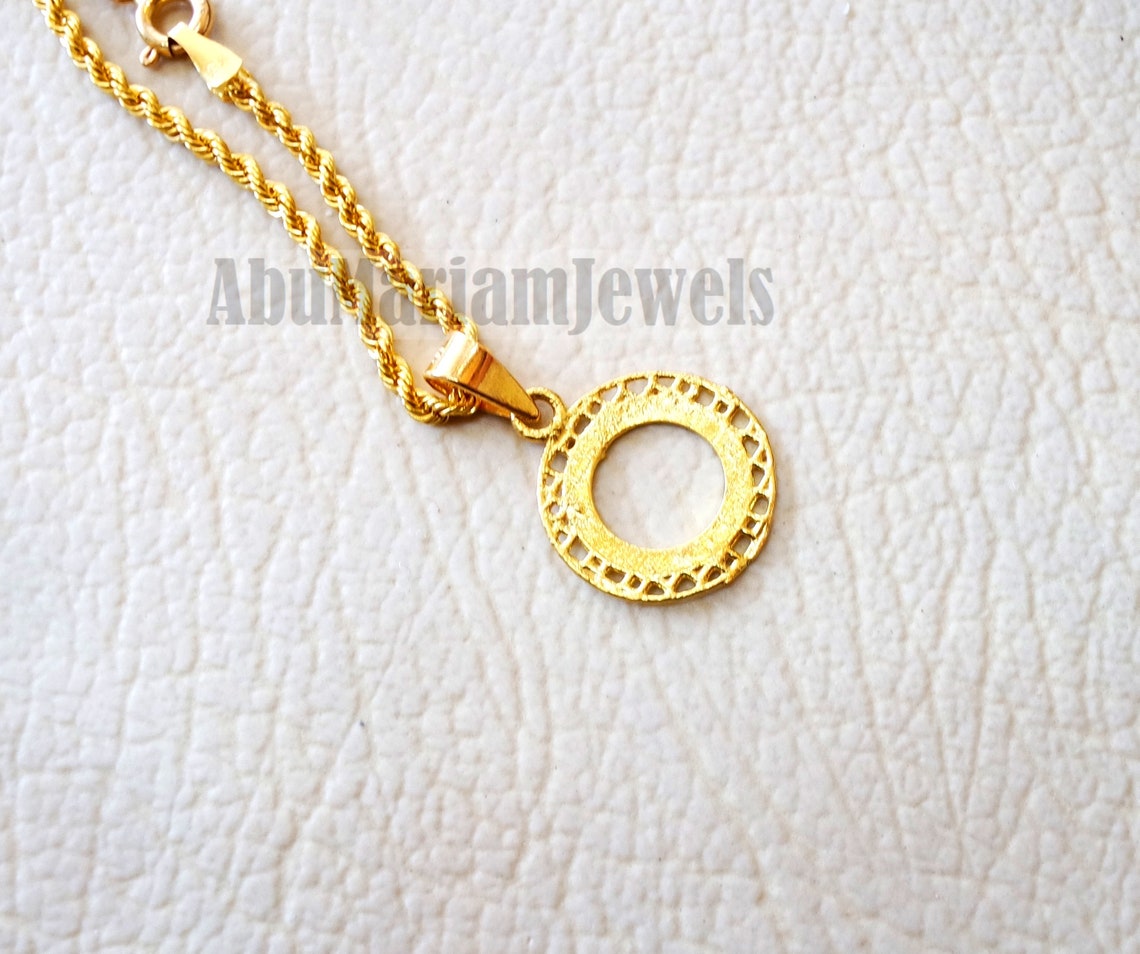 21K Gold Round Pendant With Rope Chain Gold Jewelry 16 and 20 - Etsy