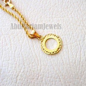 21K Gold Round Pendant With Rope Chain Gold Jewelry 16 and 20 Inches ...