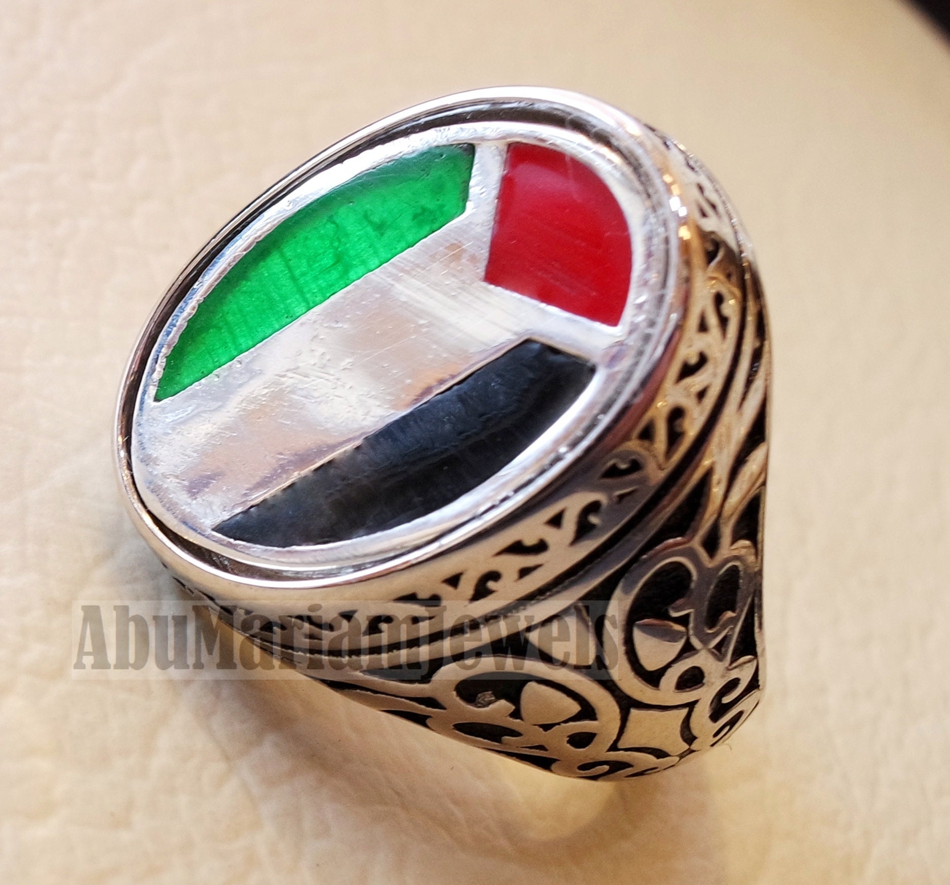 Palestine Flag Man Ring Sterling Silver and Color Enamel - Etsy