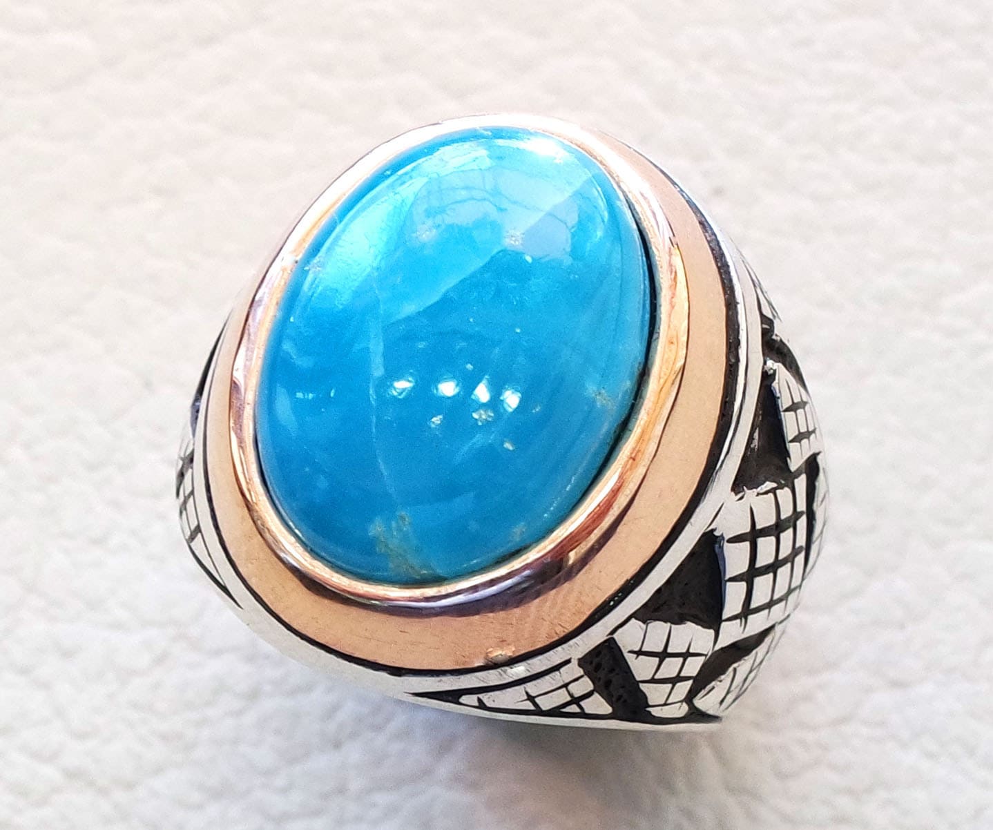 Smithsonite Natural Sky Blue Stone Ring Sterling Silver 925 | Etsy