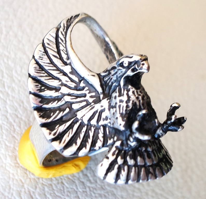 Eagle Falcon Huge Heavy Ring Heavy Sterling Silver 925 Man - Etsy
