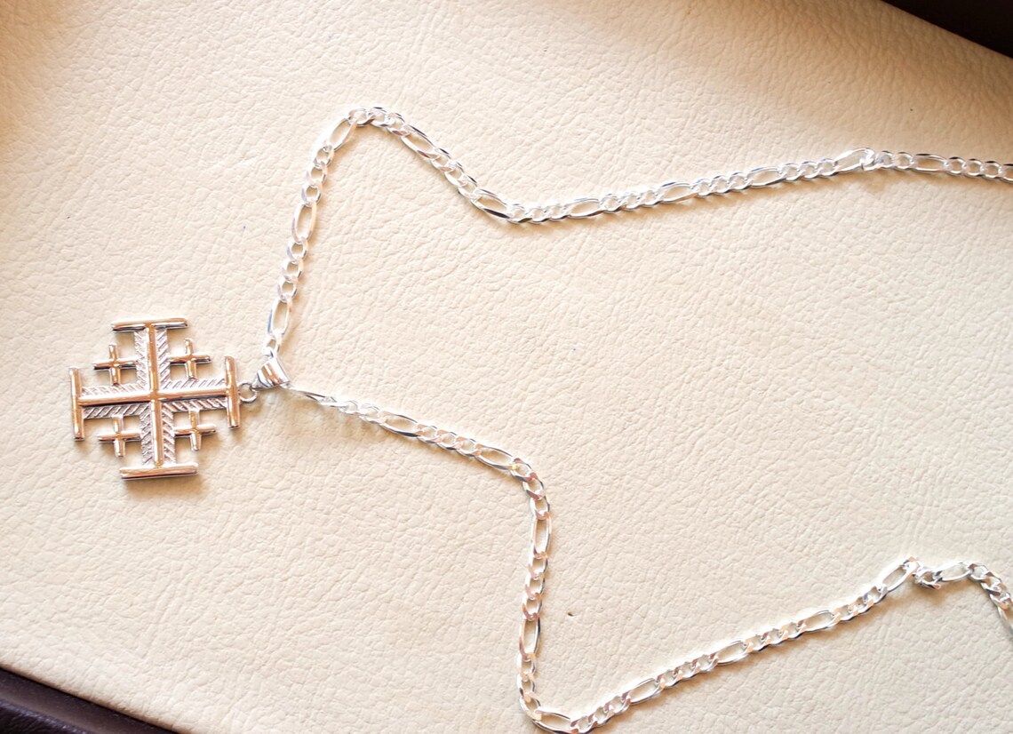 Jerusalem Cross Pendant With Heavy Chain Sterling Silver 925 | Etsy