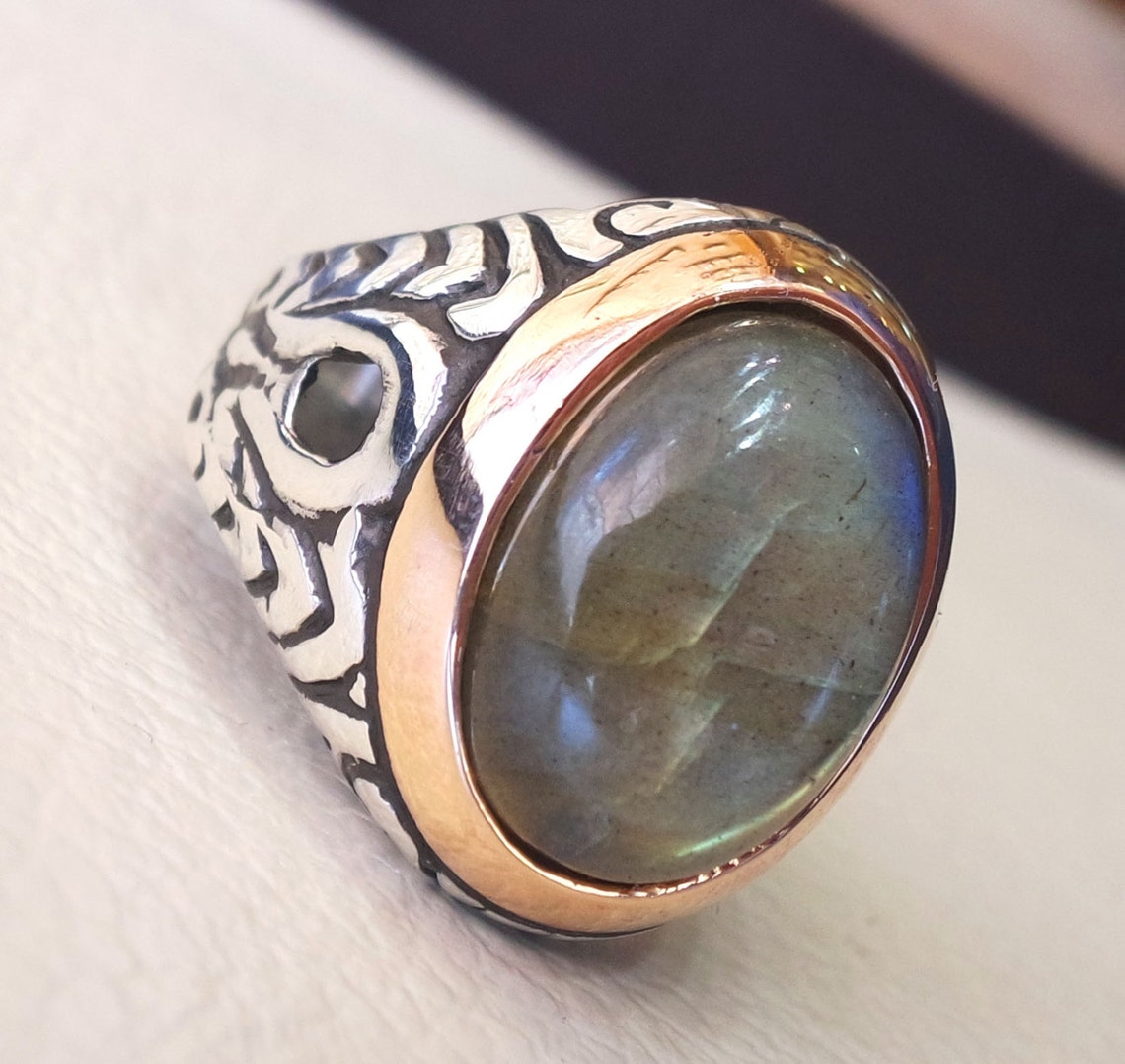 Labradorite Man Ring Natural Stone Multi Color Semi Precious - Etsy