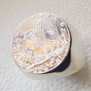 Rashadi Silver Coin Heavy Man Ring Round Sterling Silver 925 Historical ...