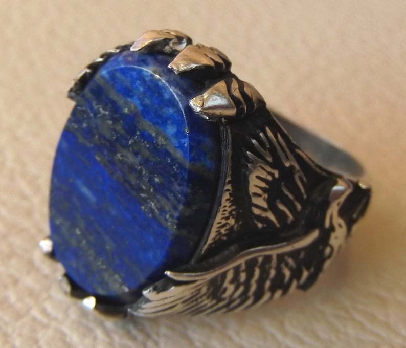 Blauer Natur-Halbedelstein Lapis lazuli Edelstein Sterling - Etsy.de