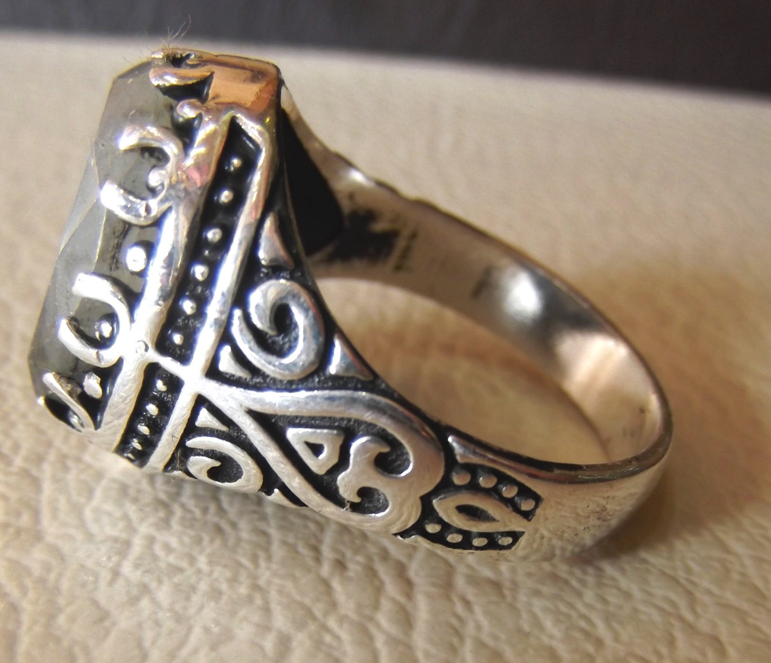 Indian Grey Multi Changing Color Stone Man Ring Sterling - Etsy