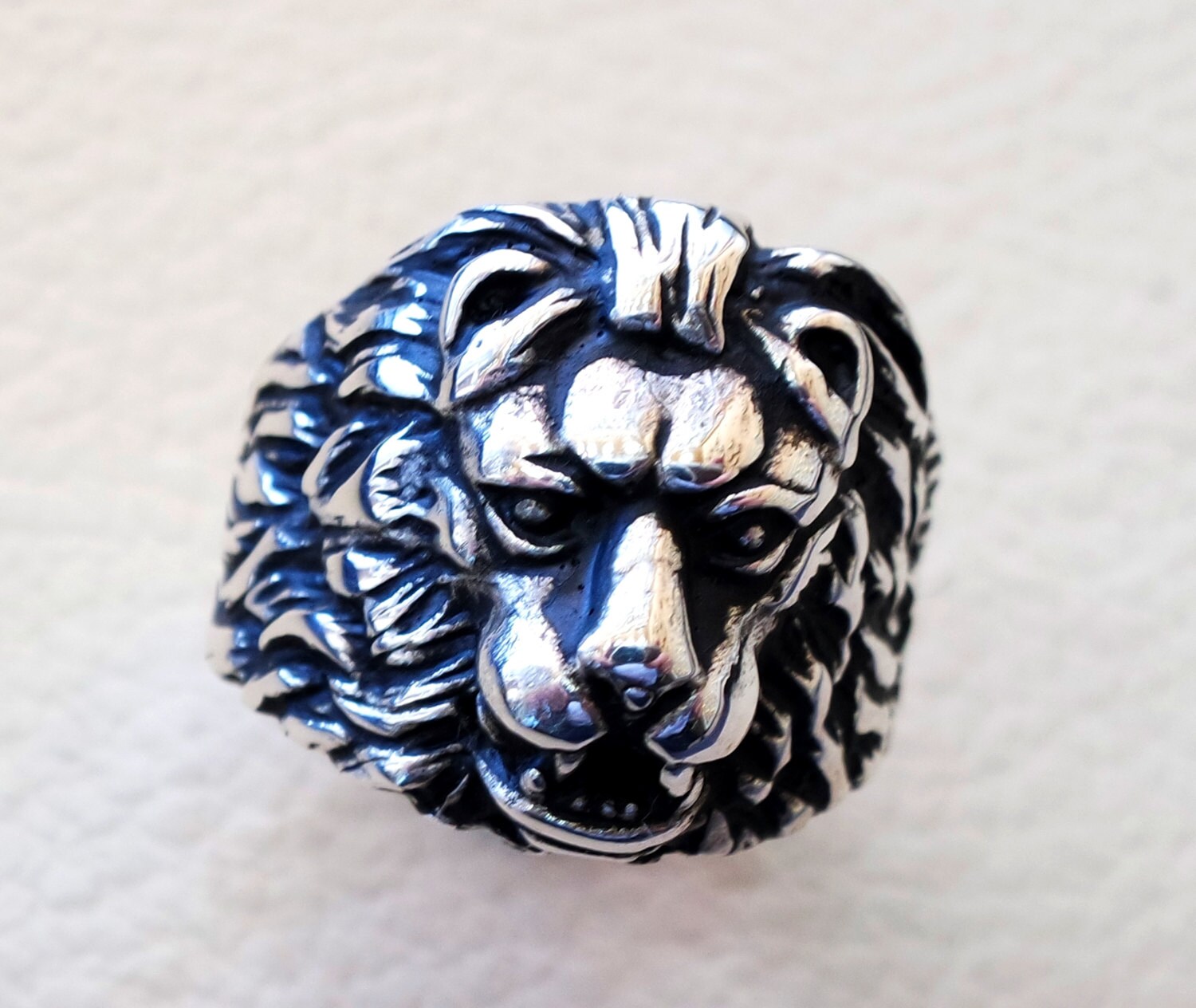 Lion Ring Heavy Sterling Silver 925 Man Biker Ring All Sizes | Etsy