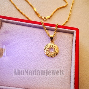 21K Gold Round Pendant With Rope Chain Gold Jewelry 16 and 20 Inches ...