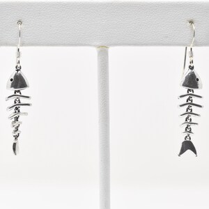 Fishbone Dangle Earrings, Worry Fish Earrings, Skeleton Fish Earrings ...