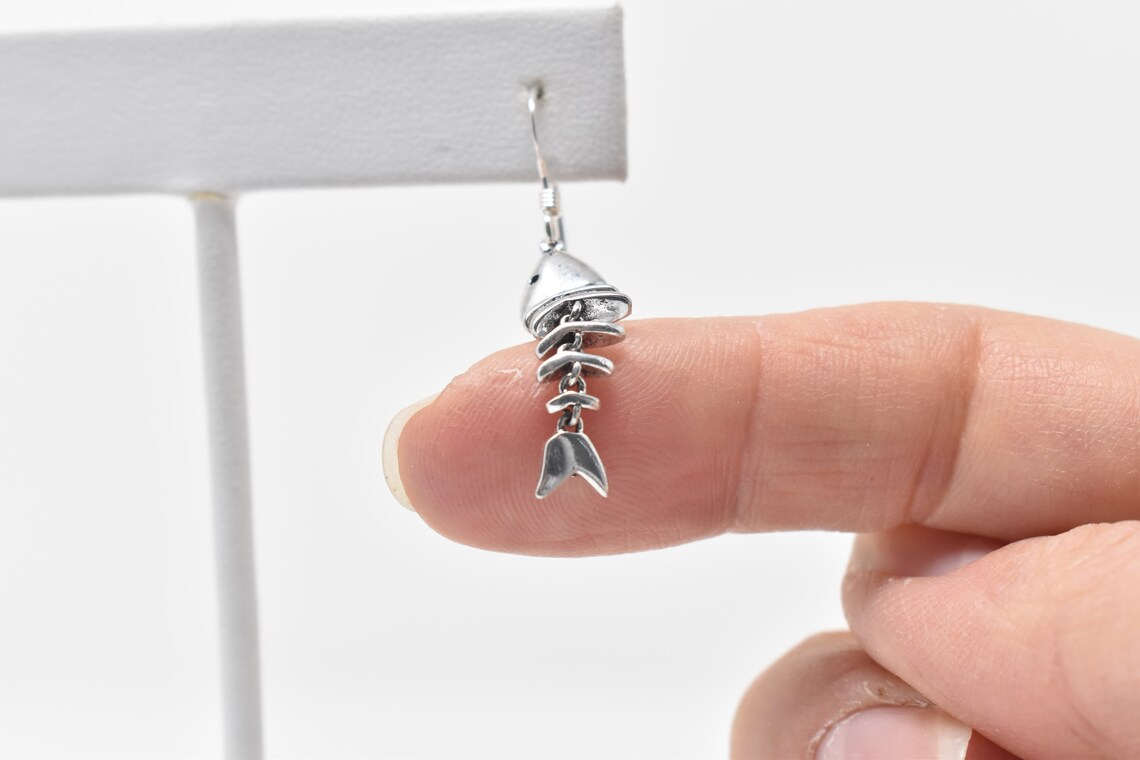 Fishbone Dangle Earrings Worry Fish Earrings Skeleton Fish | Etsy