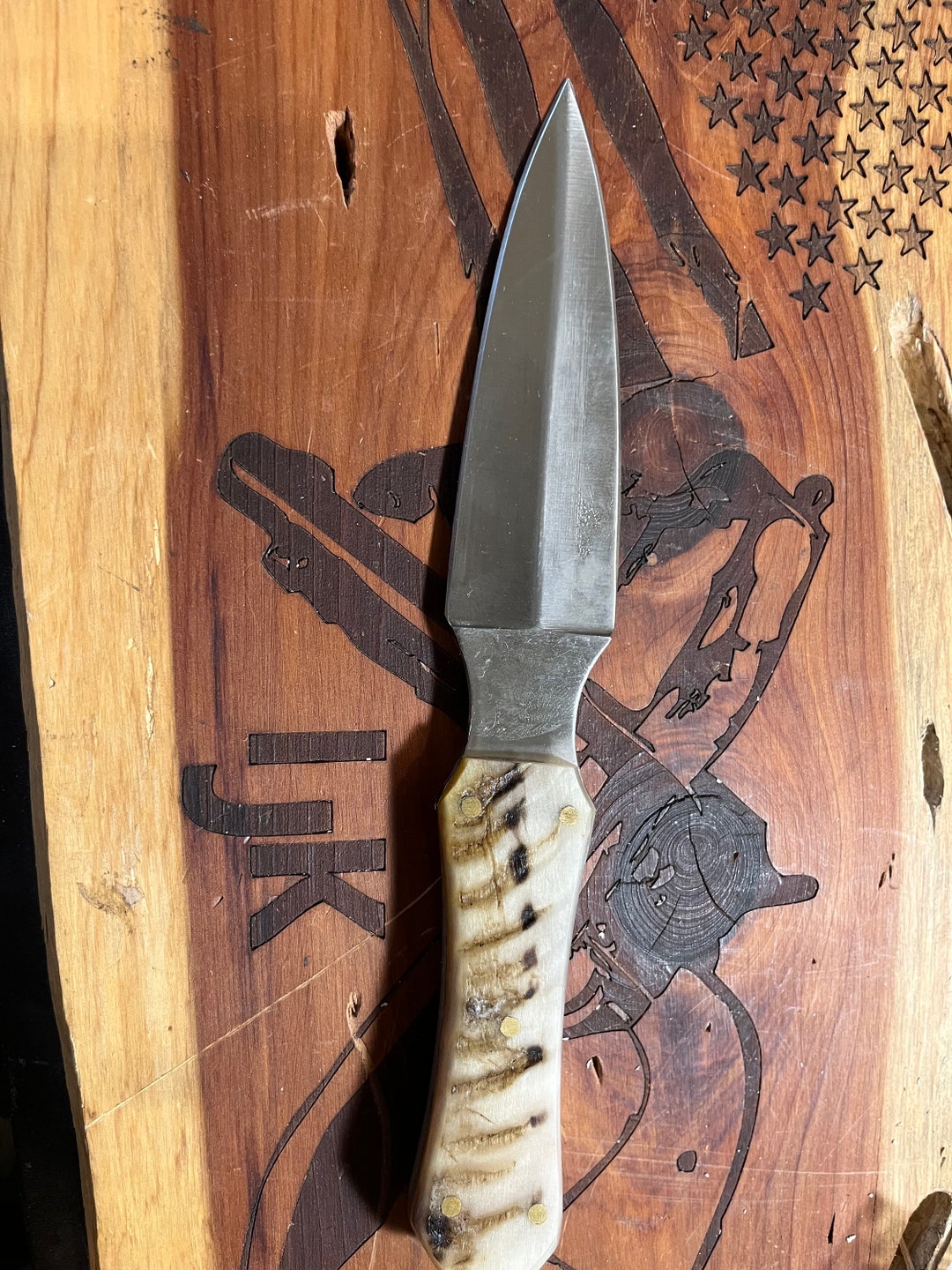 Ram Horn Handle Dagger Style Bowie. Knife From Ijk Knives Made to Order ...