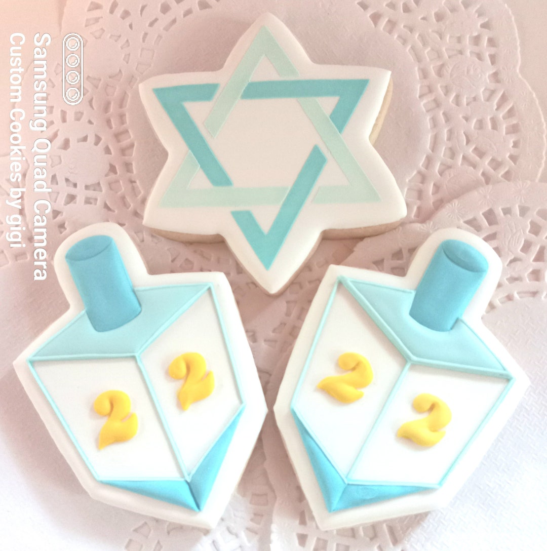 Star of David Cookies Dreidel Cookies Jewish Cookies - Etsy