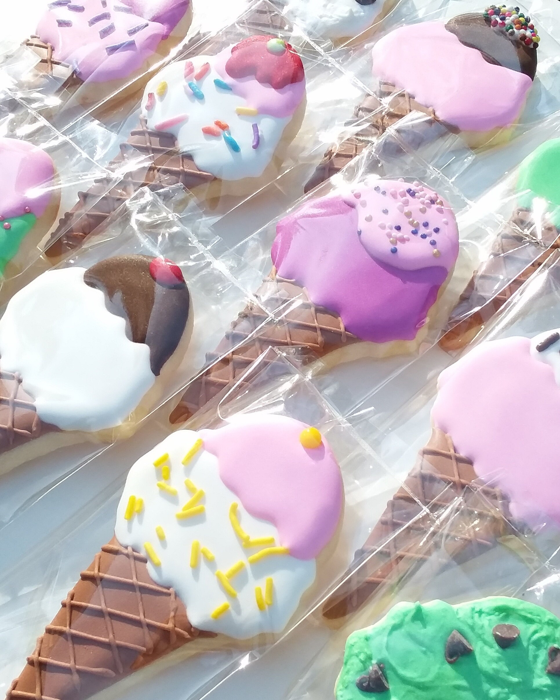 Ice Cream Cone Cookies One Dozen Decorated Sugar Cookies | Etsy