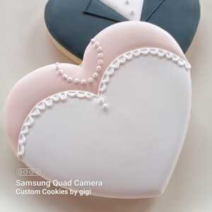 Wedding Cookies Bride and Groom Cookies, Bride Heart Cookies, Groom ...