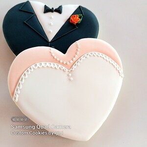 Wedding Cookies Bride and Groom Cookies, Bride Heart Cookies, Groom ...