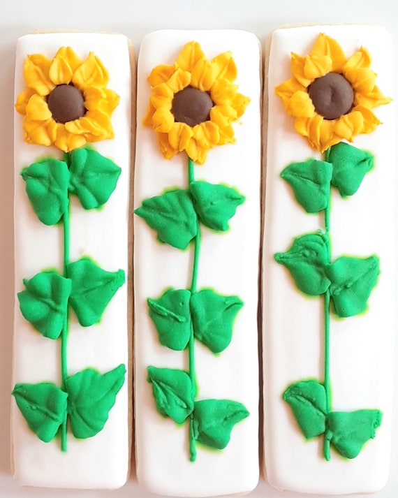 Sunflower Cookies Sunflower Cookie Sticks One Dozen | Etsy