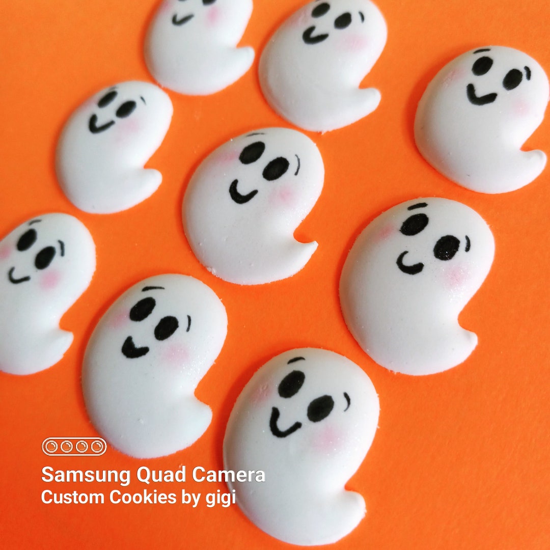 12 Ghost Shaped Sugar Decorations, Royal Icing Transfers, Edible Sugar ...
