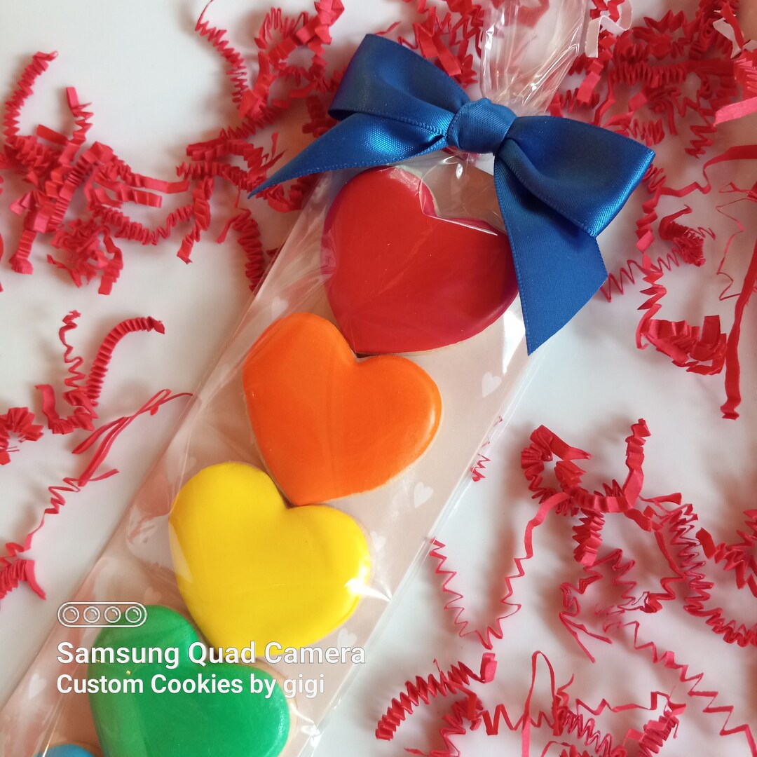 Rainbow Heart Cookies Cookie Favors, Rainbow Heart Cookies, Includes 4 ...