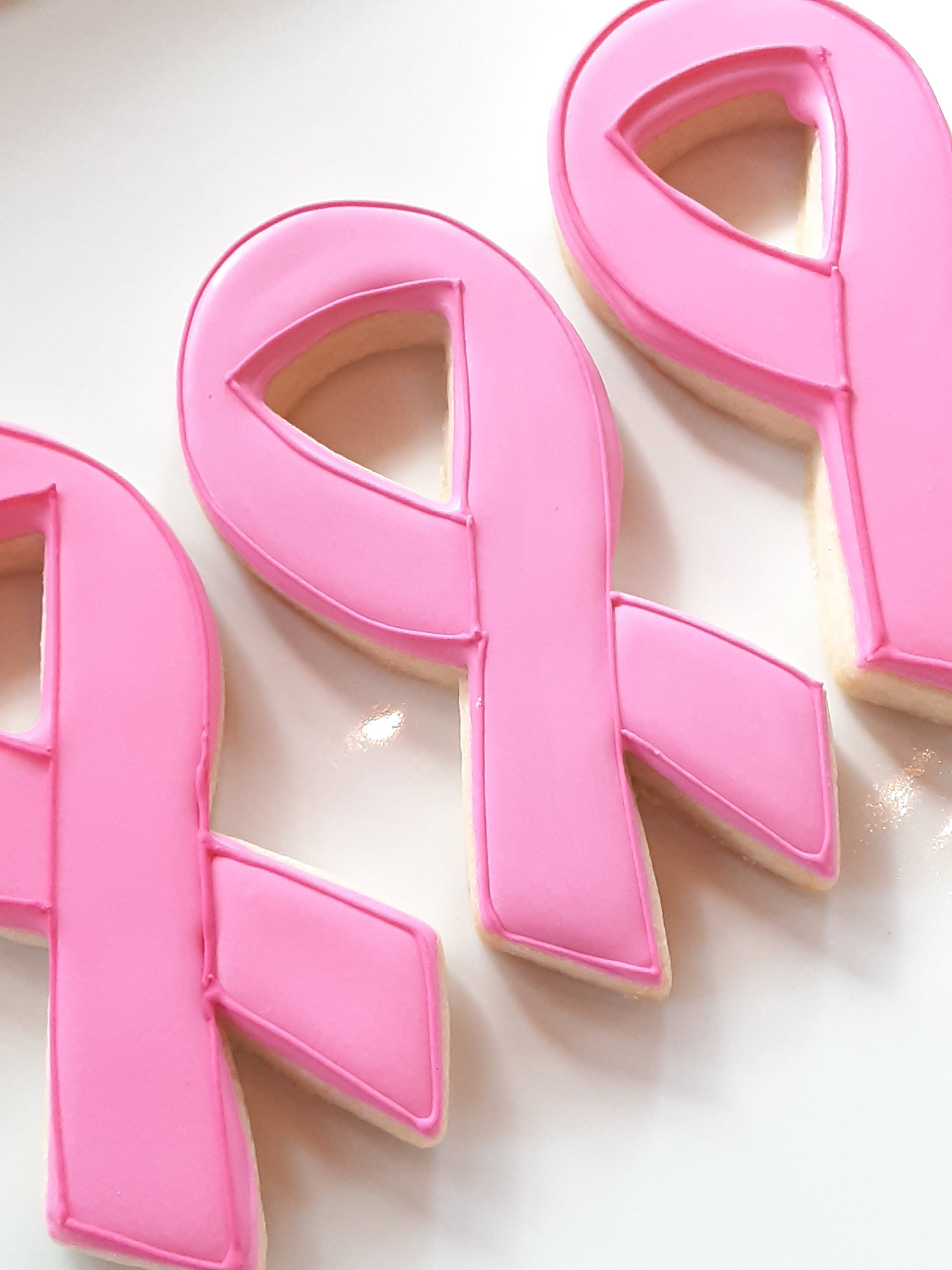 Pink Ribbon Cookies Breast Cancer Awareness Cookies One | Etsy