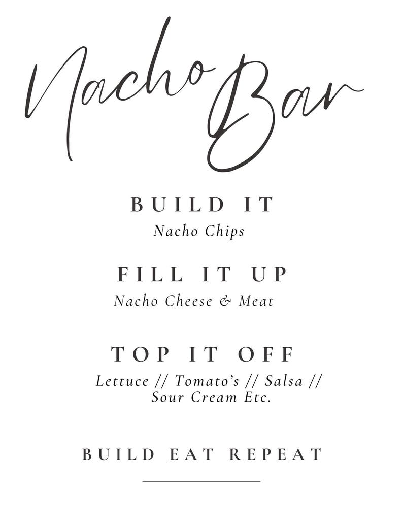 Nacho Bar Sign, Printable & Customizable Table Sign, Wedding Sign ...