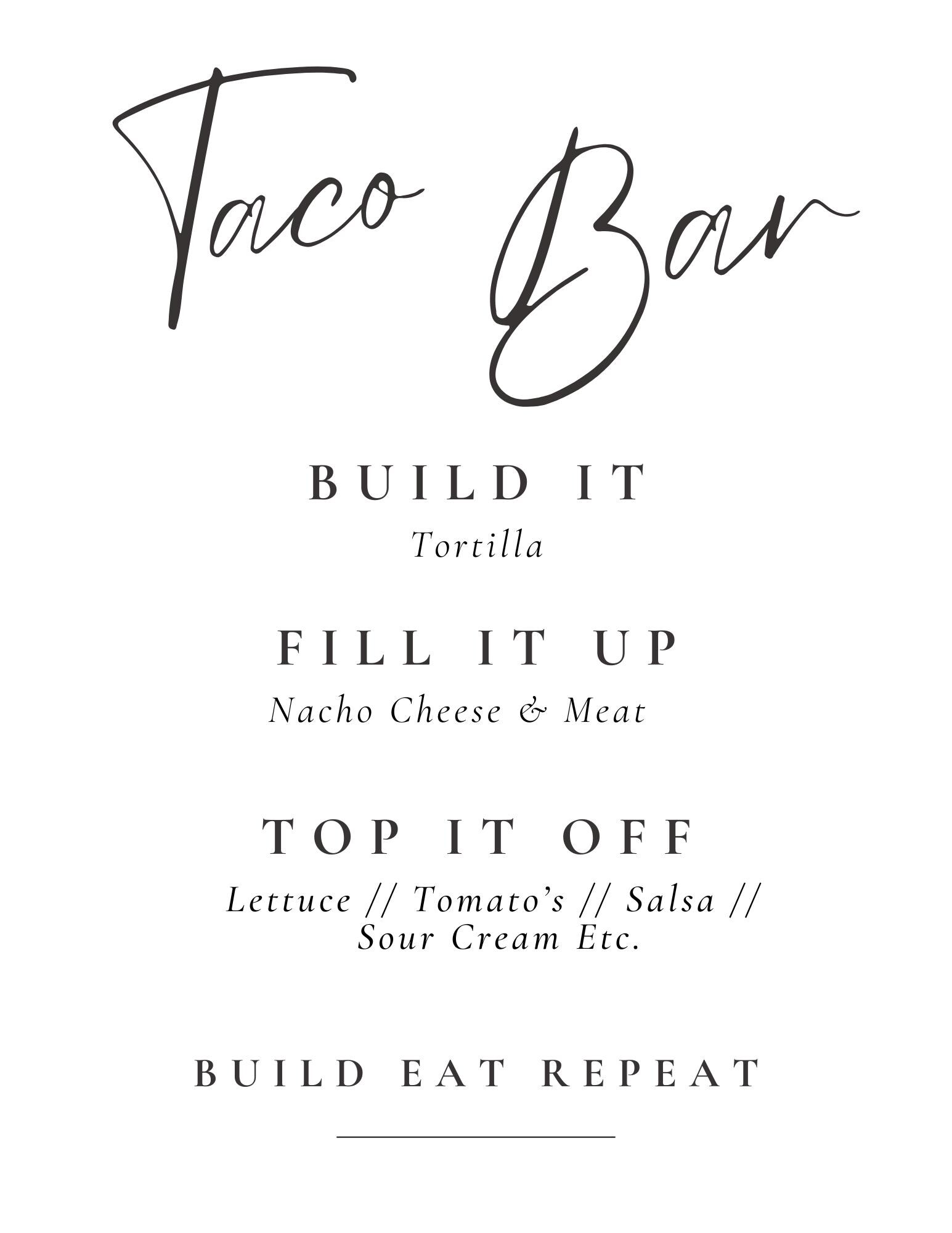 Taco Bar Sign, Printable & Customizable Table Sign, Wedding Sign, Party ...