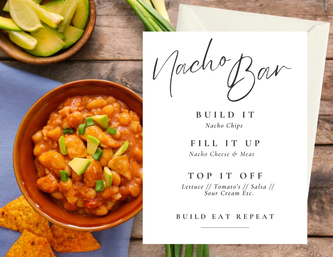 Nacho Bar Sign, Printable & Customizable Table Sign, Wedding Sign ...