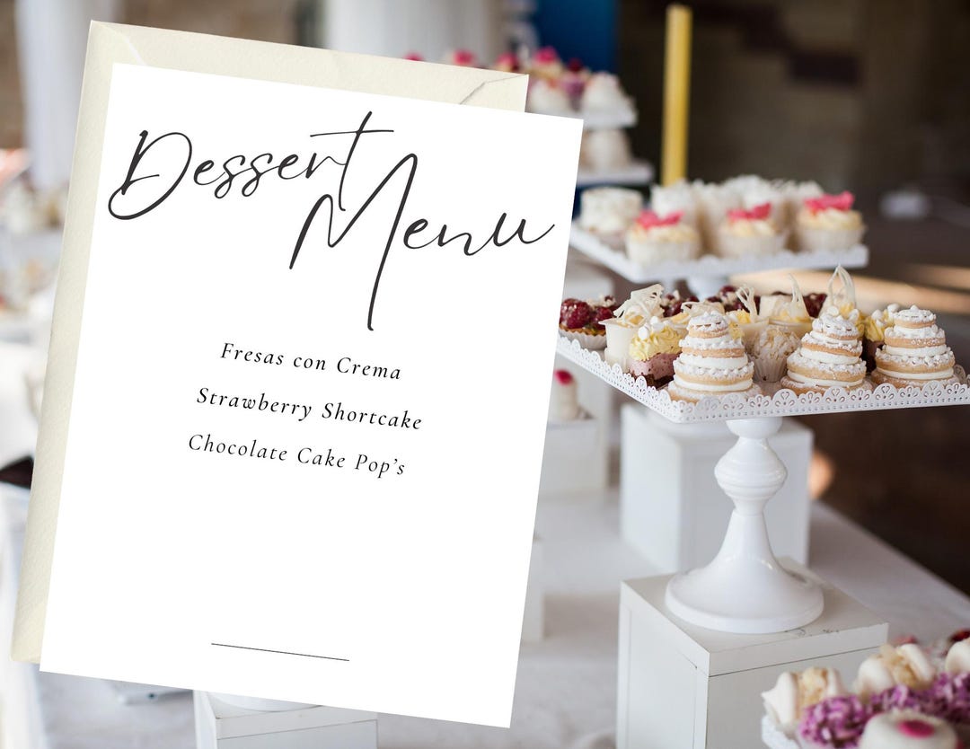 Dessert Menu Sign, Printable & Customizable Table Sign, Wedding Sign ...