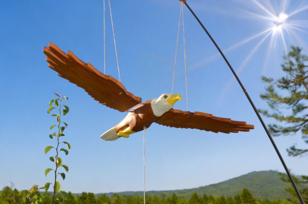 Wooden Eagle Mobile With Flapping Wings – Hand-painted Pine Bird Decor ...