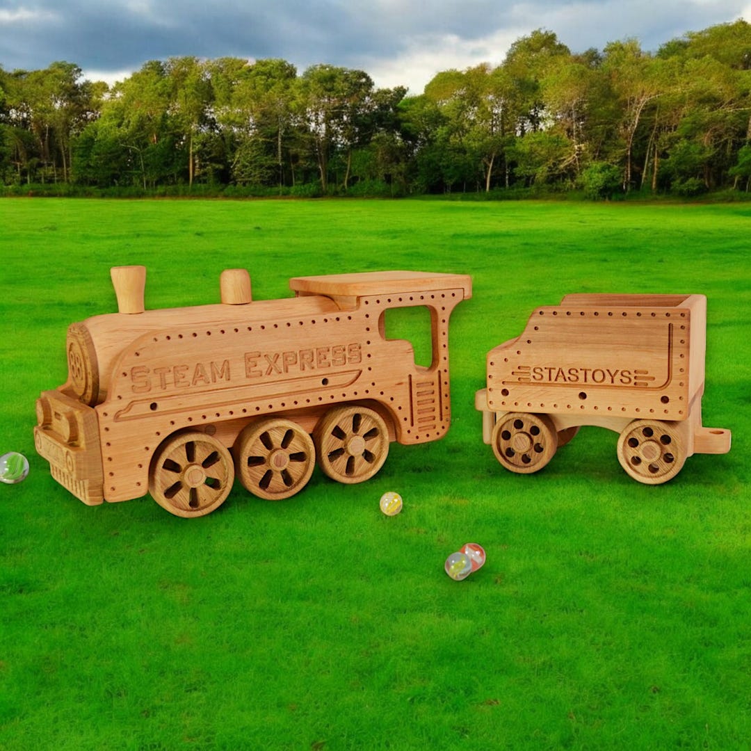 Wooden Toy Train Set / Handcrafted Wooden Steam Engine / Steam ...