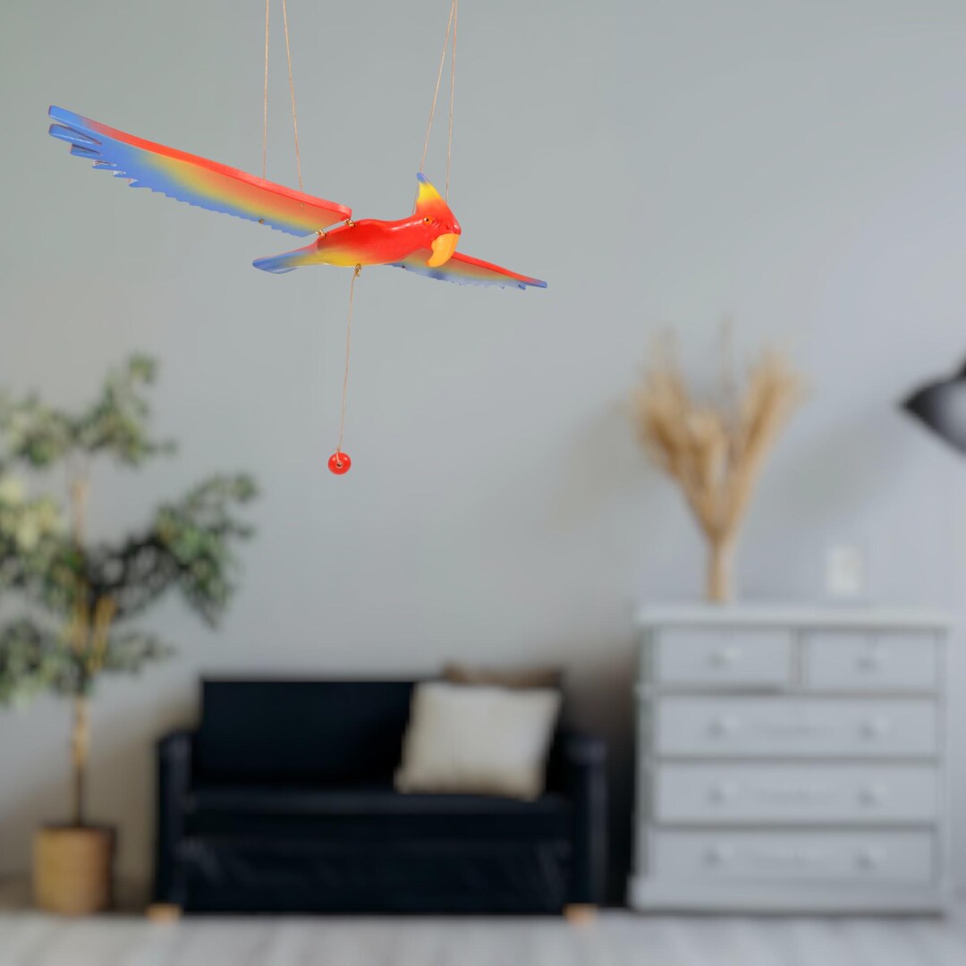 Parrot Mobile / Big Wooden Flying Bird / Wooden Parrot Mobile - 80cm/31 ...