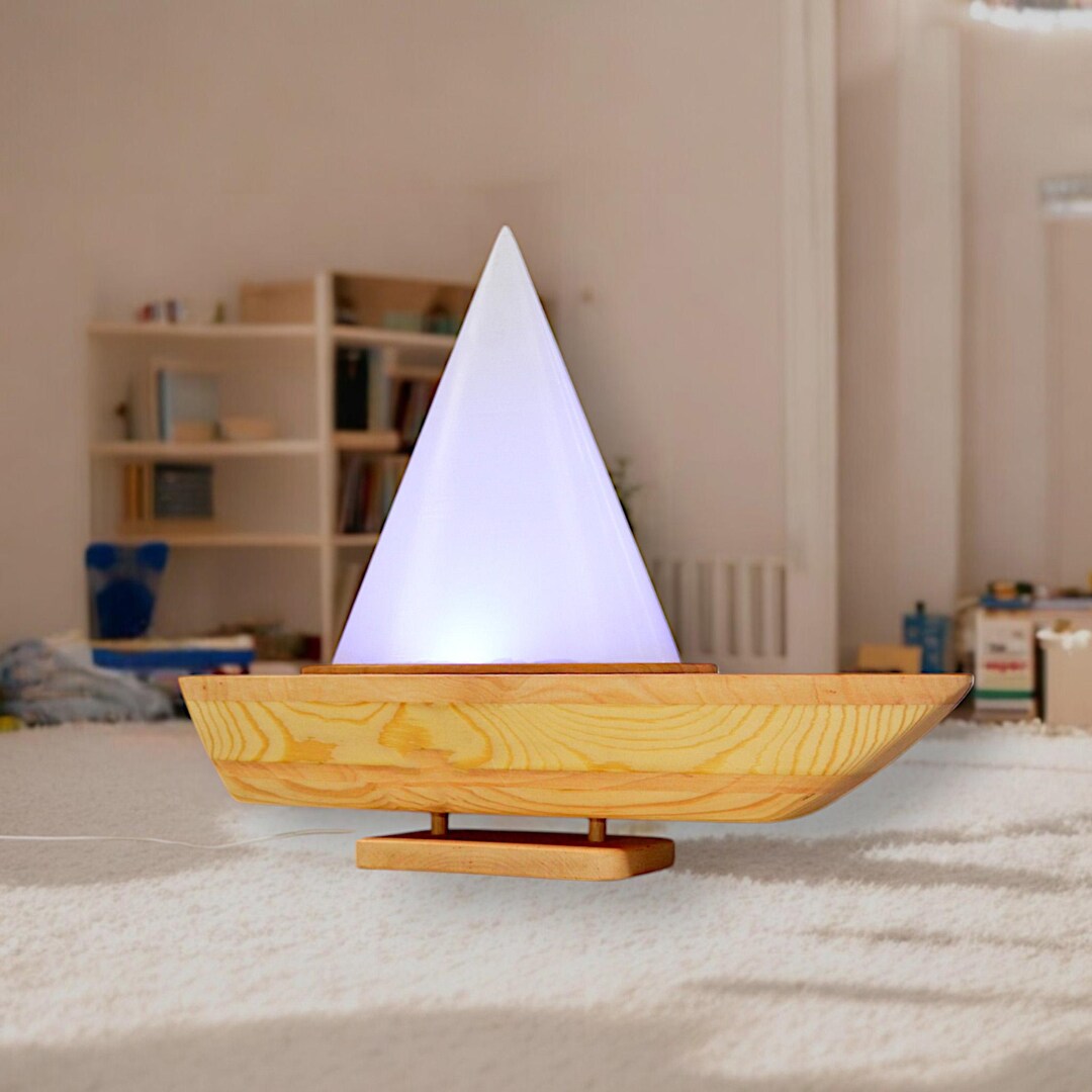 Wooden Yacht Lamp With 3d-printed Sail / USB LED Light With Remote ...