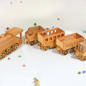 Wooden Toy Train Set / Handcrafted Wooden Steam Engine / Steam ...