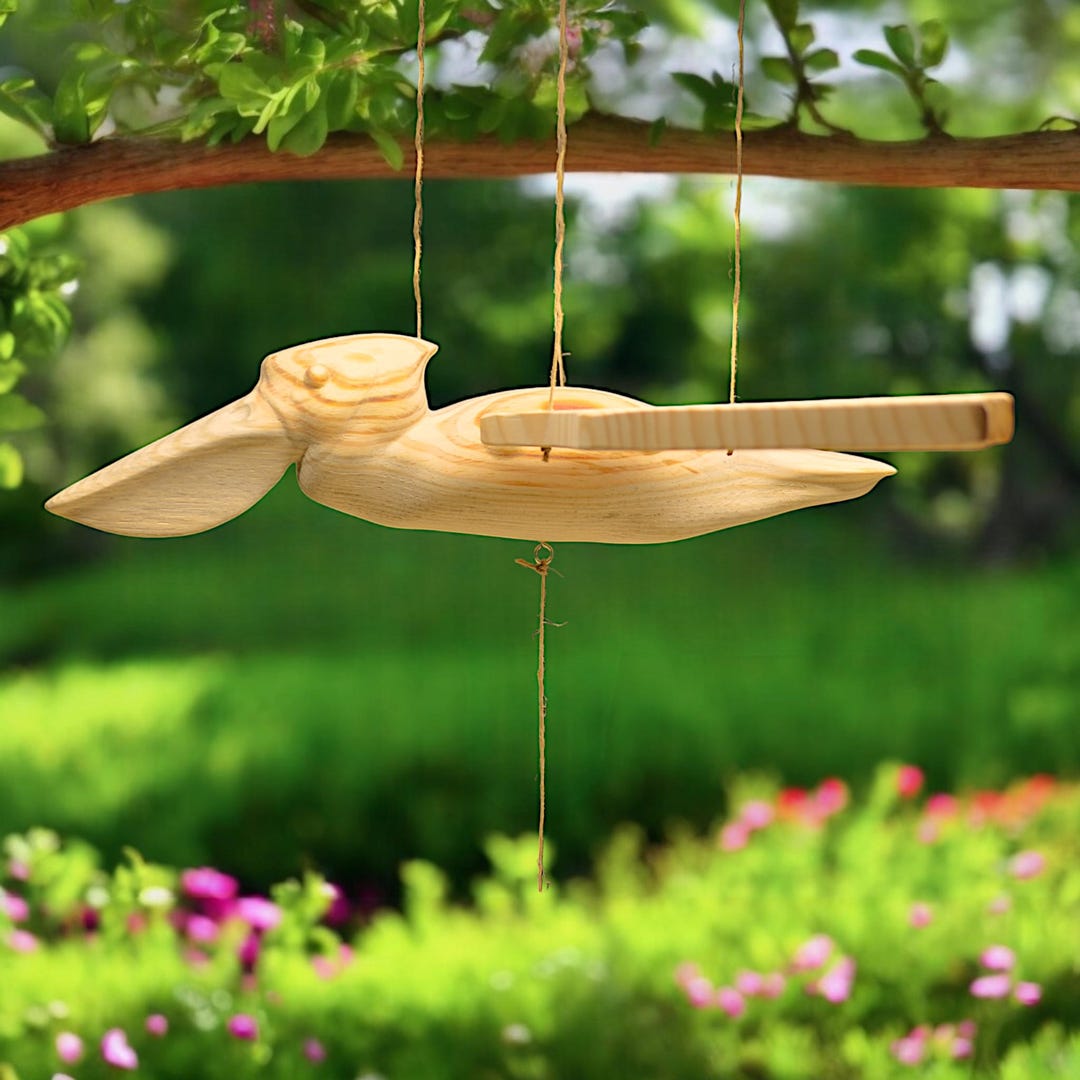 Eco-friendly Wooden Pelican Mobile - Handcrafted Natural Decor - 28.7 ...