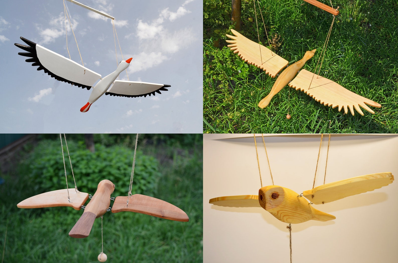 Handmade Wooden Flying Bird / Mobile / Bird Wall Decoration / - Etsy
