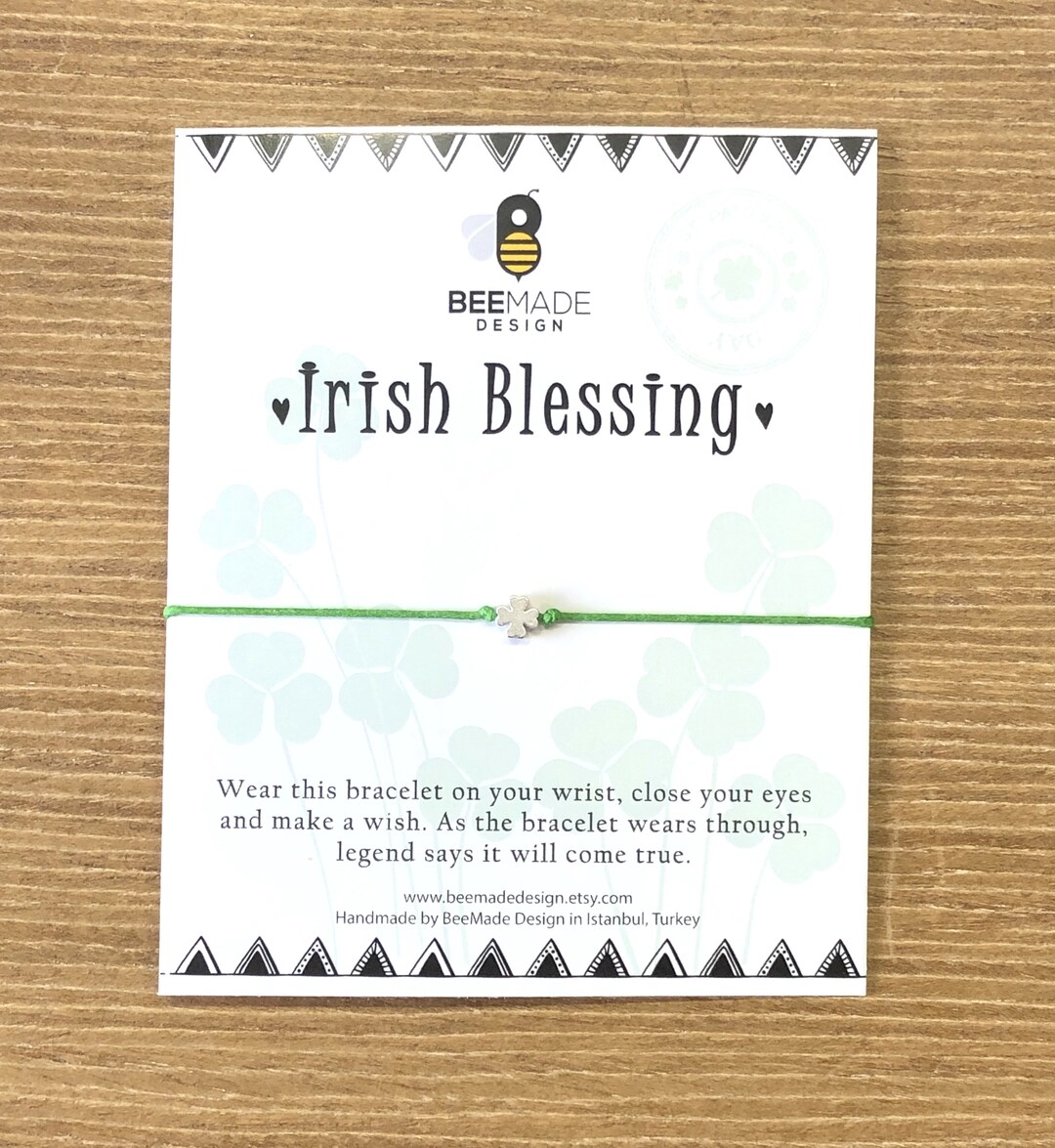 Wish Bracelet Irish Blessing Bracelet Irish Wish Bracelet St Patrick's ...