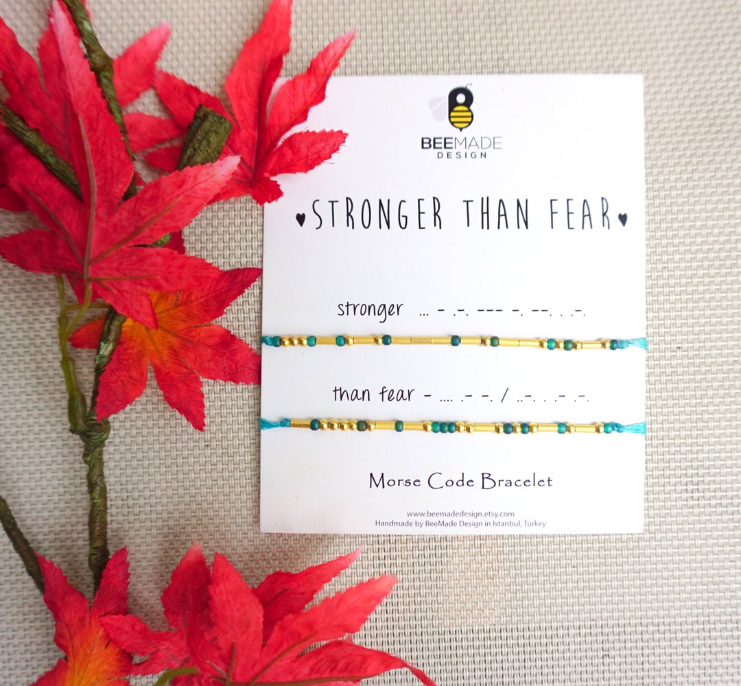 Morse Code Bracelet: "stronger Than Fear" Inspirational Jewelry - Etsy