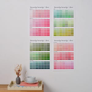 Pinks and Greens Paint Chip Colour Swatch Large Wall Planner 2026. A1 ...